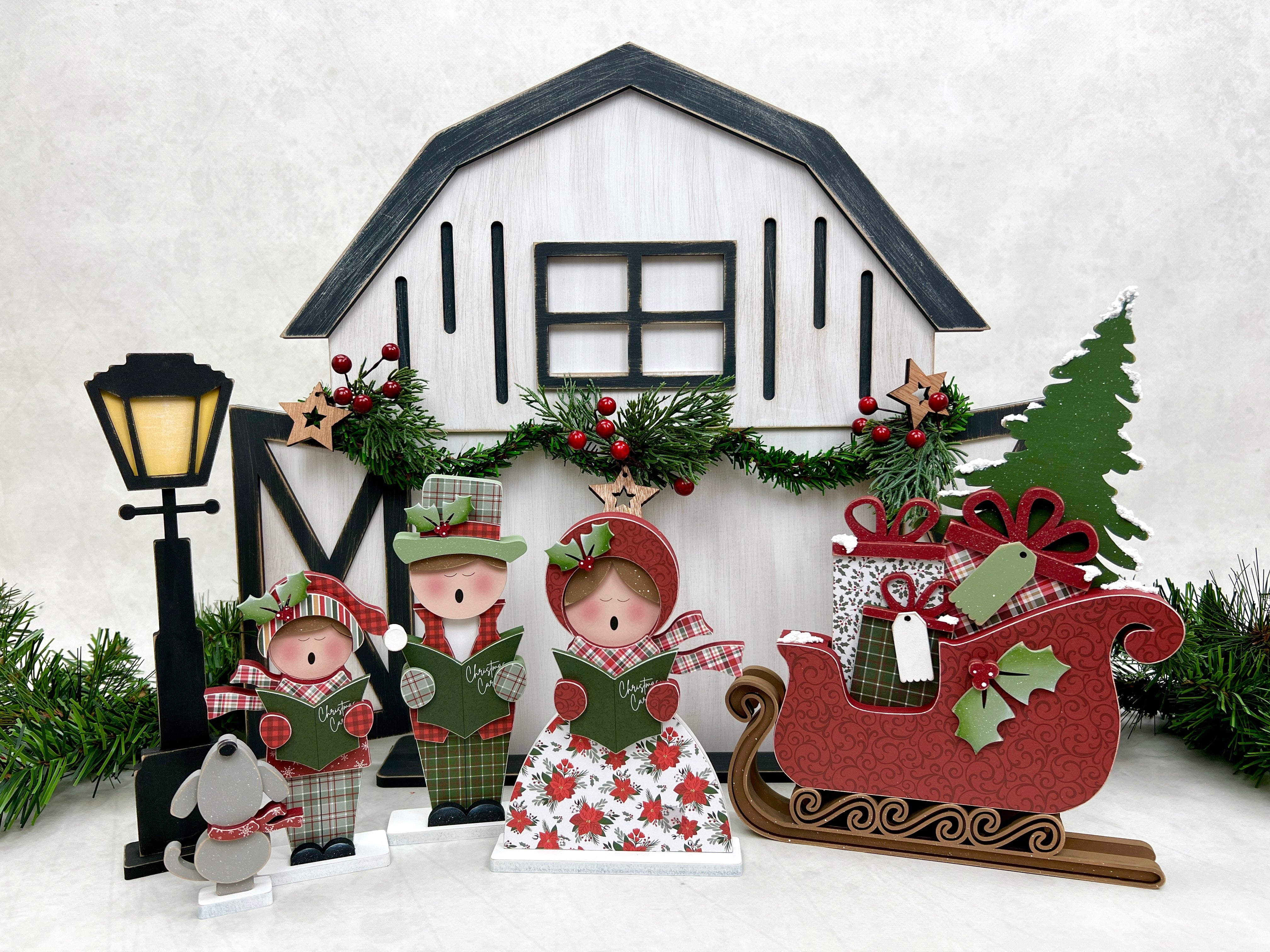 Christmas Carolers Wood decor Craft Kit - Paisleys and Polka Dots