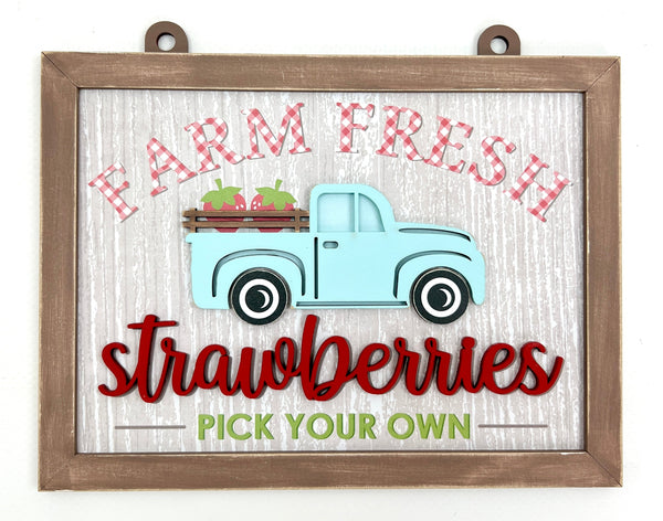 Farm Fresh Strawberries Sign Wood Decor Kit - Paisleys and Polka Dots