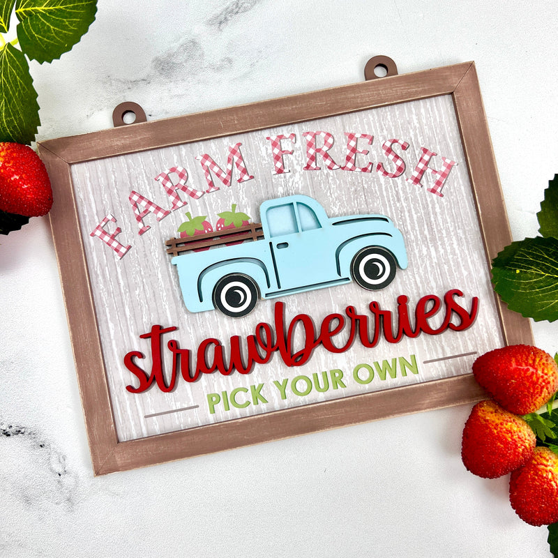 Farm Fresh Strawberries Sign Wood Decor Kit - Paisleys and Polka Dots