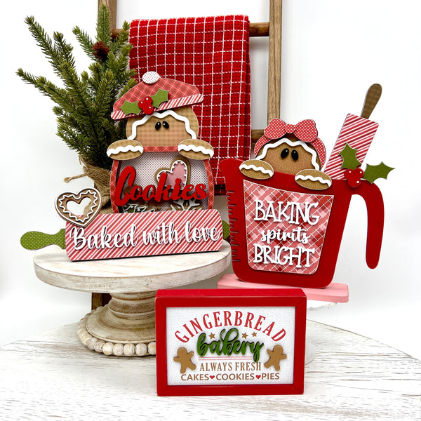 Gingerbread Measuring Cup Wood Decor Kit - Paisleys and Polka Dots