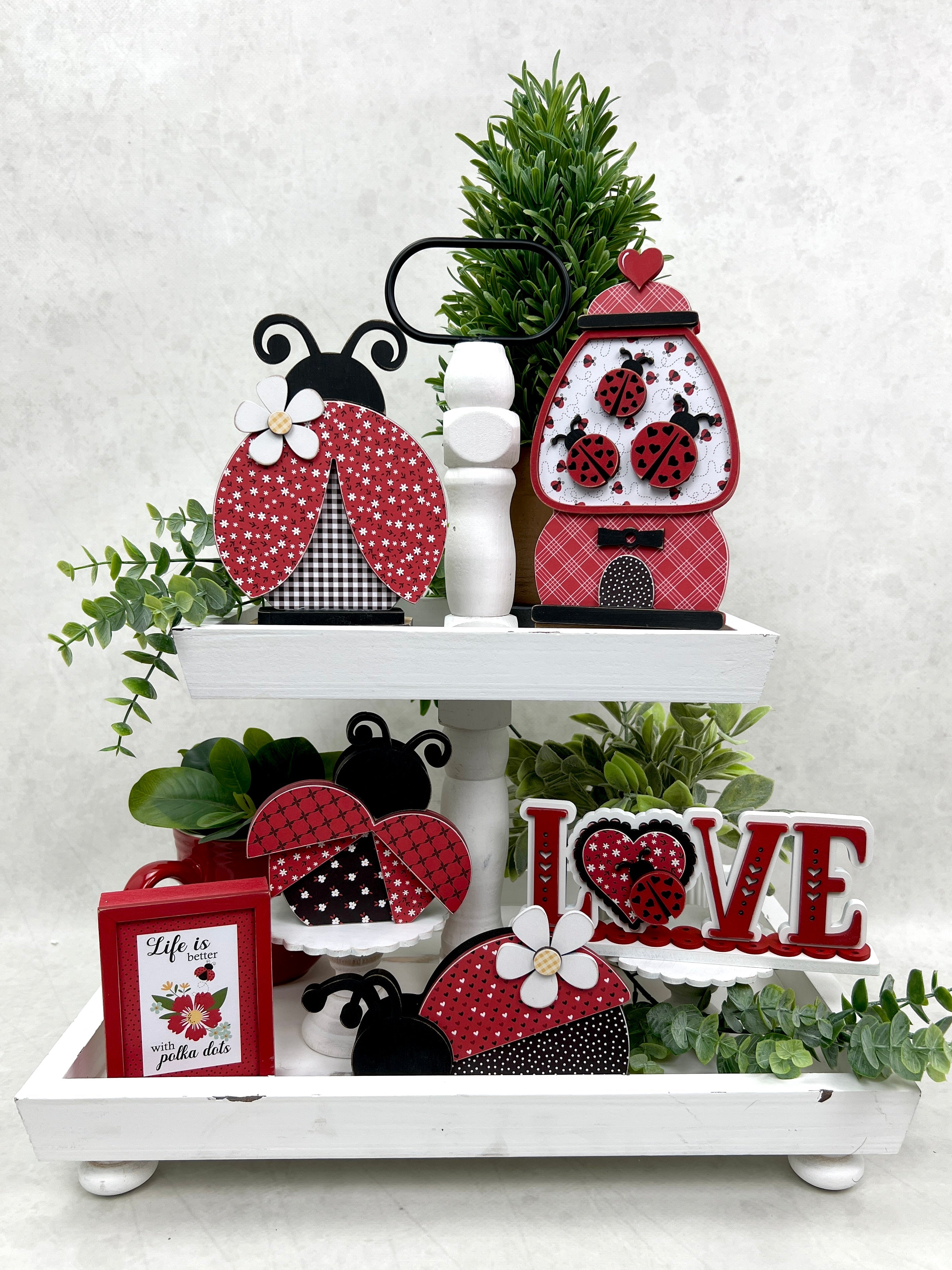 Ladybug Trio Wood Decor DIY Craft Kit - Paisleys and Polka Dots