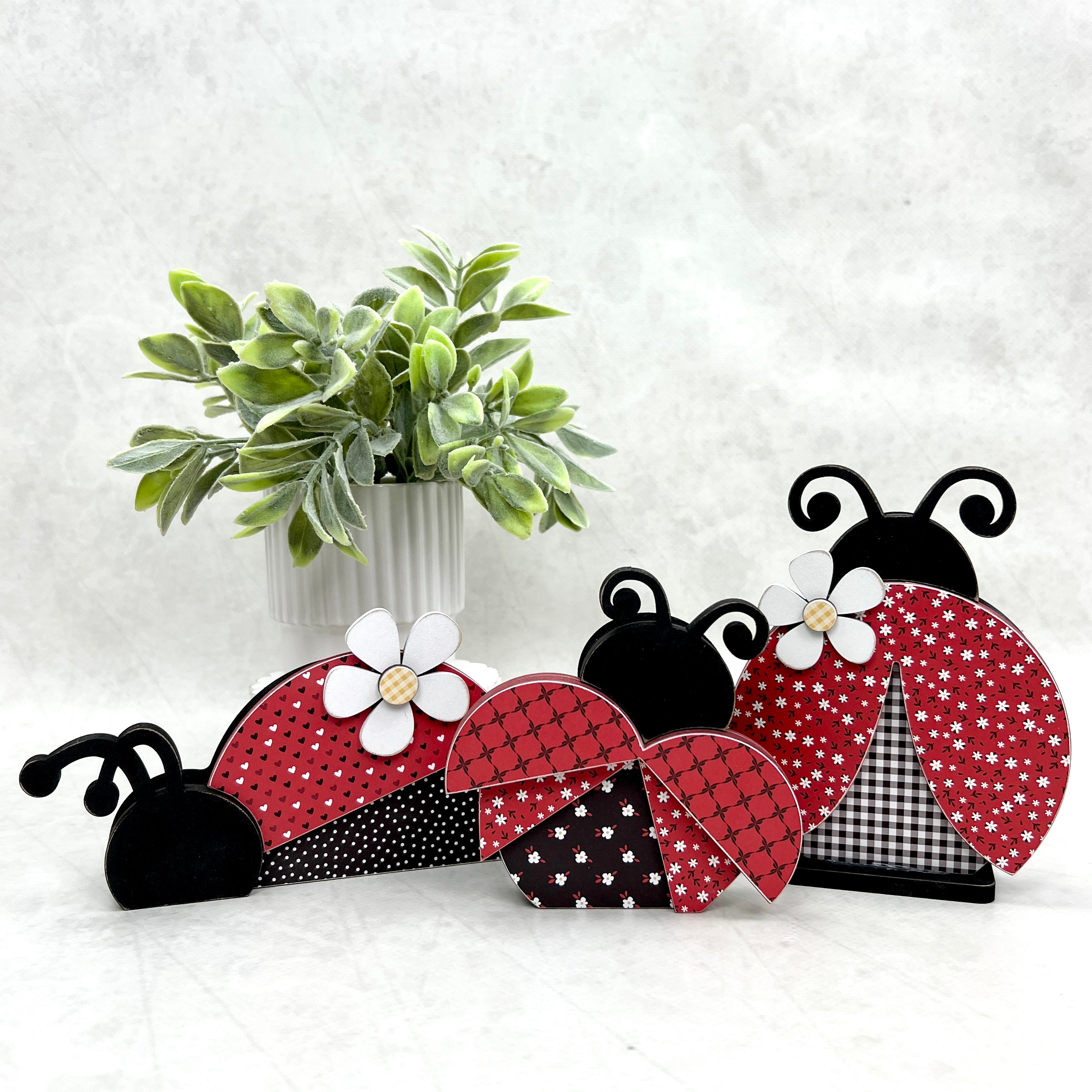 Ladybug Trio Wood Decor DIY Craft Kit - Paisleys and Polka Dots