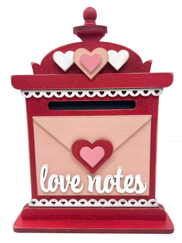 Love Notes Mailbox Valentines Wood Decoration - Paisleys and Polka Dots