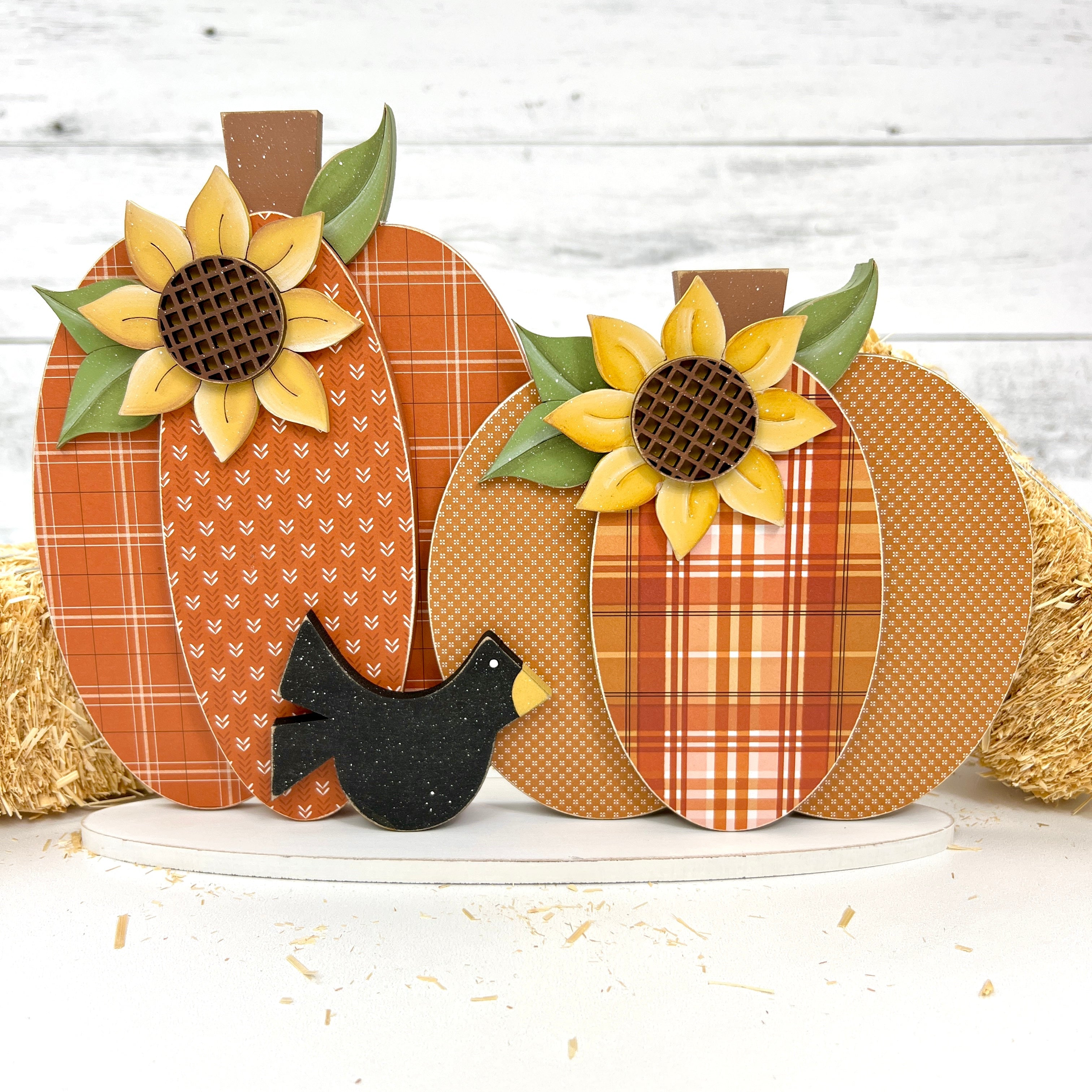 Pumpkin Duo with Sunflowers Wood Decor DIY Craft Kit - Paisleys and ...