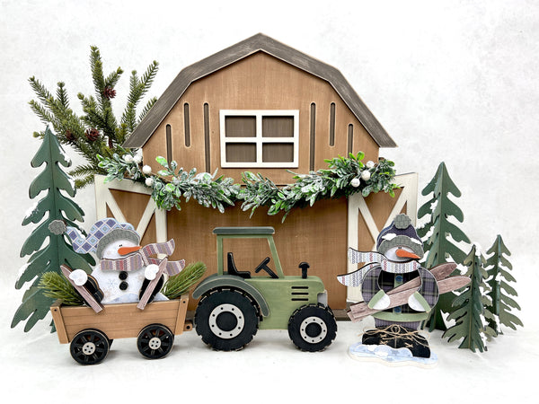 Tractor and Wagon Wood Decor DIY Craft Kit - Paisleys and Polka Dots