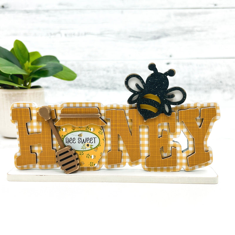 Sweet Honey Word Sign Wood Decor - Paisleys and Polka Dots