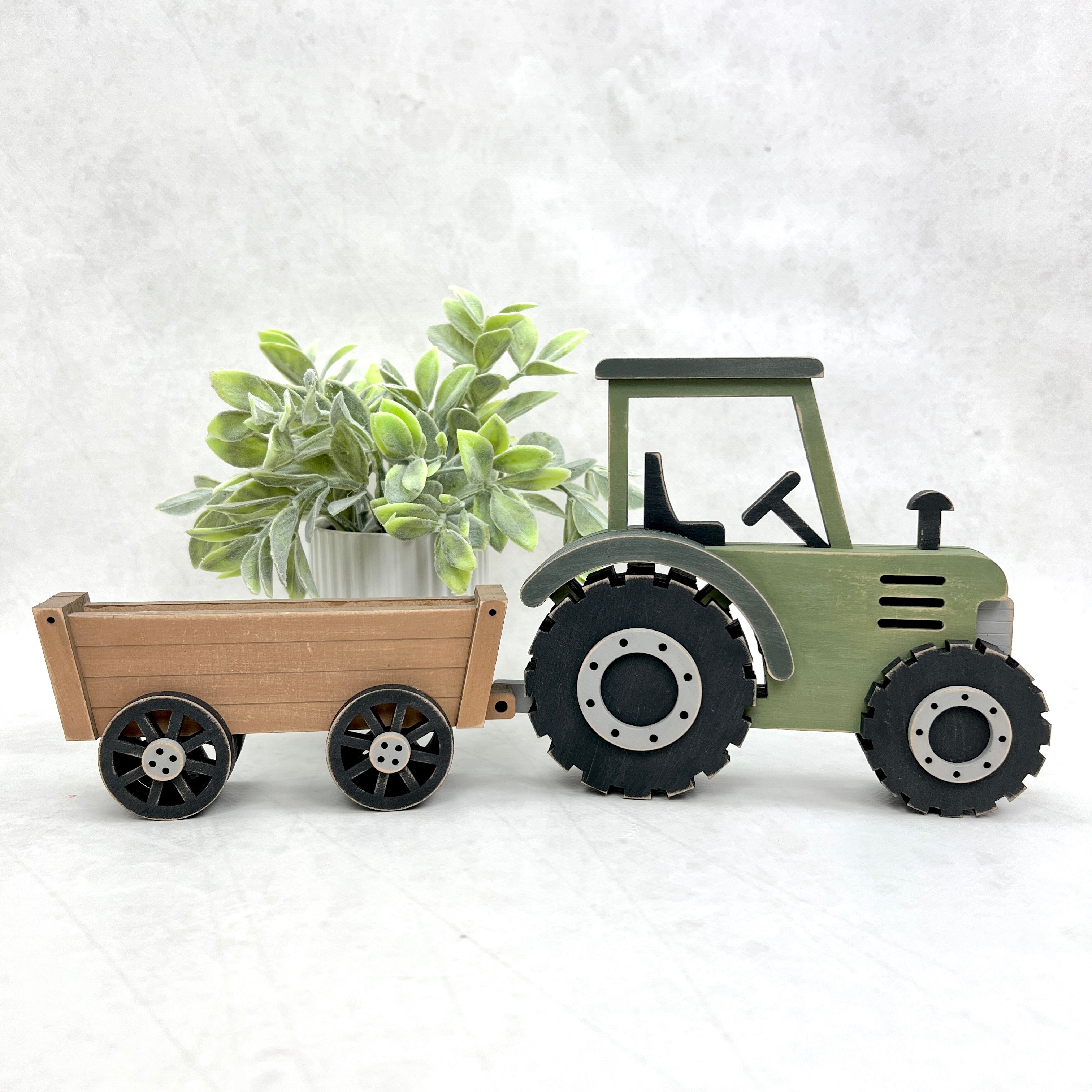 Tractor and Wagon Wood Decor DIY Craft Kit - Paisleys and Polka Dots
