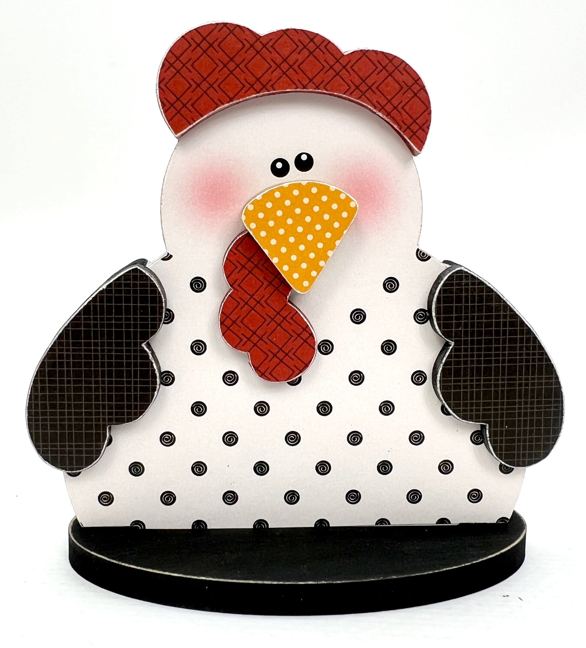 Chicken Wood Decor DIY Craft Kit - Paisleys and Polka Dots