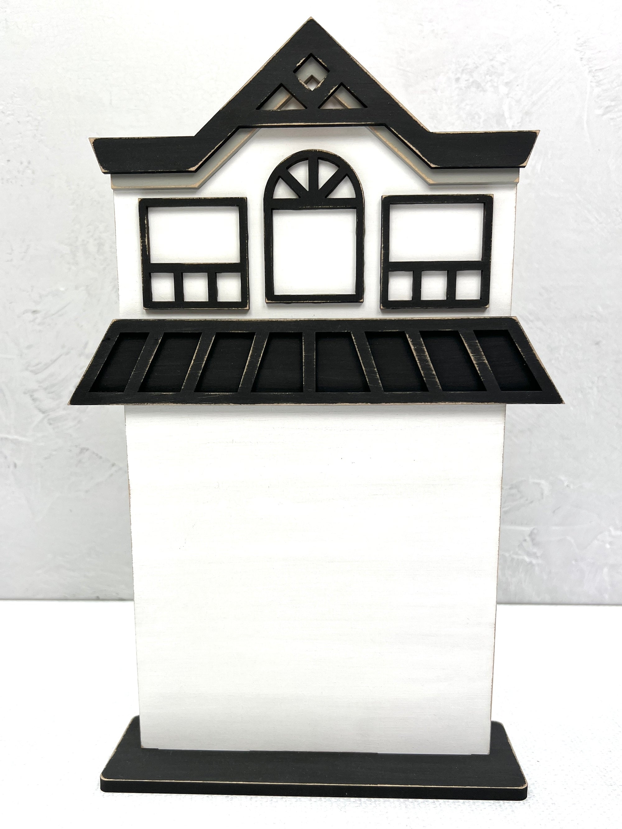 Unfinished Wood City Houses-Set of Four - Paisleys and Polka Dots