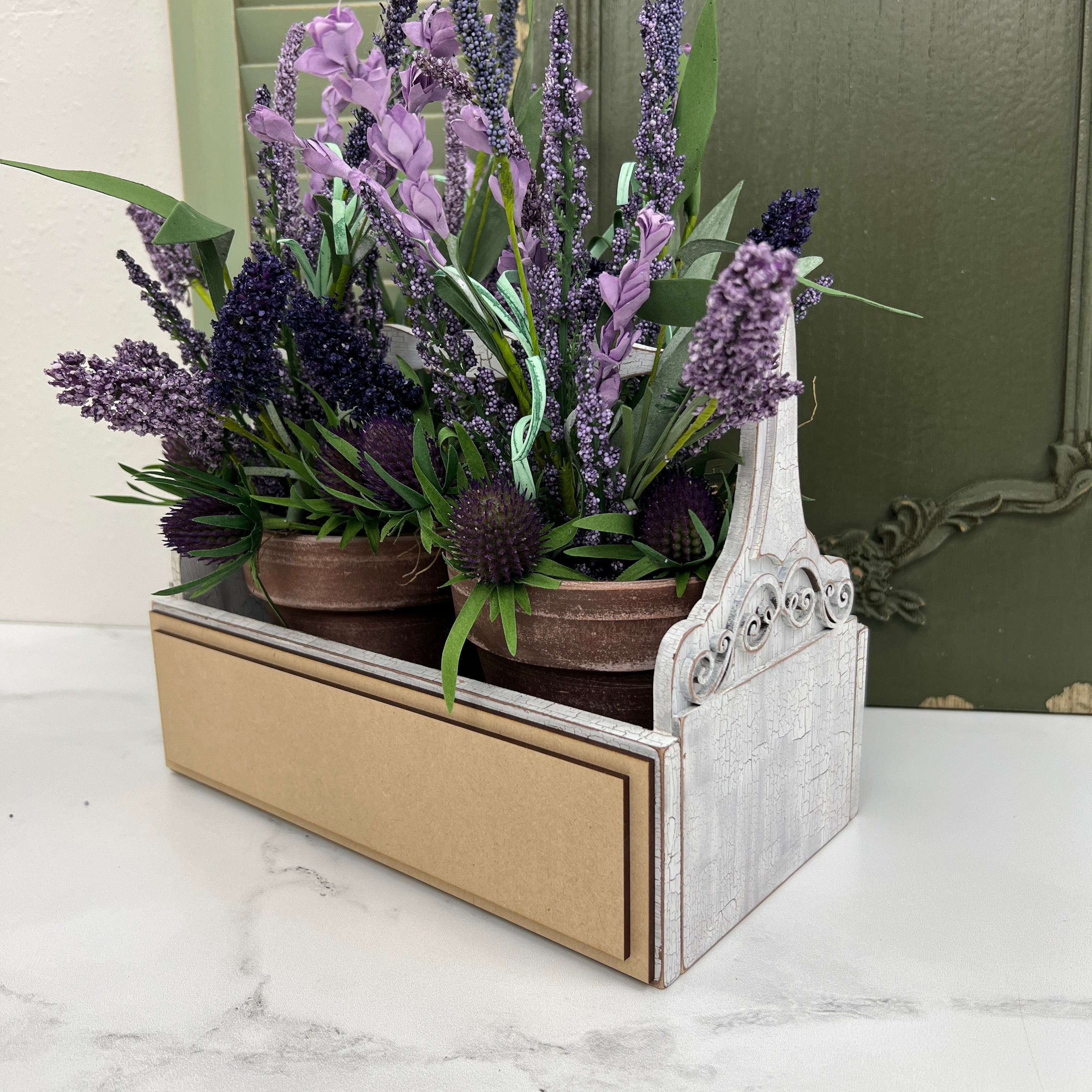 Planter Box Cross Stitch Display-Unfinished Wood - Paisleys and Polka Dots